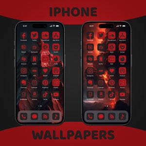 Red App Icon Pack, Red and Black Aesthetic, Art Covers, Widget Quotes ...