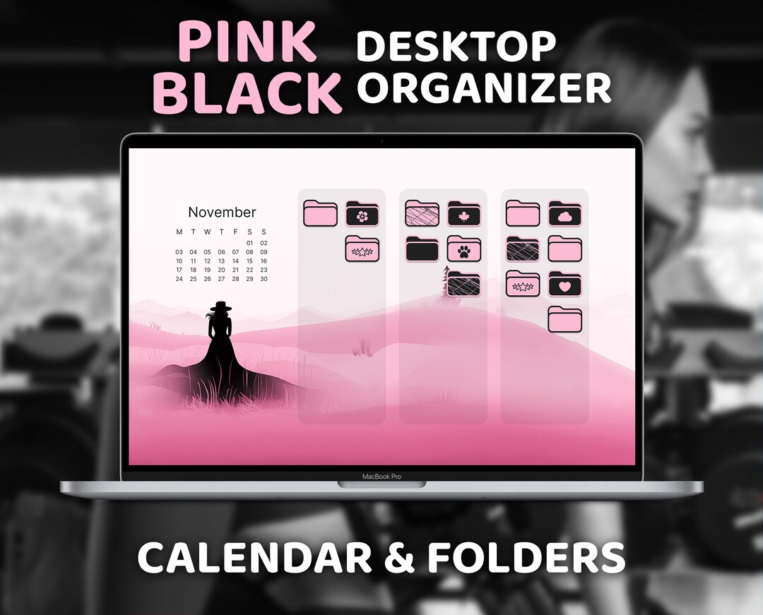 Pink Black Calendar & Desktop Organizer, Pink and Black Desktop Folder ...