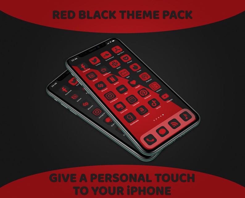 Red and Black App Icons Iphone Theme Pack Aesthetic Red App - Etsy