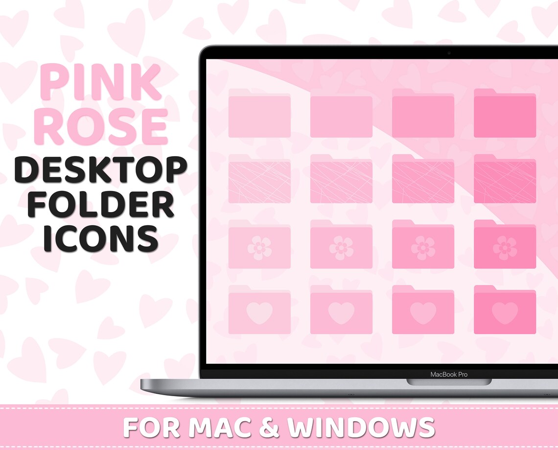 Iconos de carpetas de escritorio Rosa rosa Iconos de carpetas - Etsy México