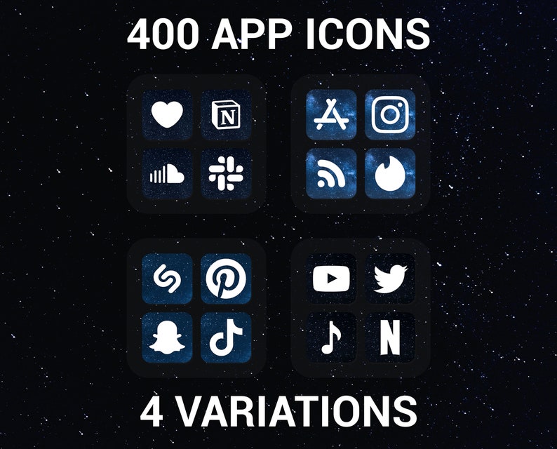 Night Sky Aesthetic Iphone Theme Pack Blue and Black App - Etsy