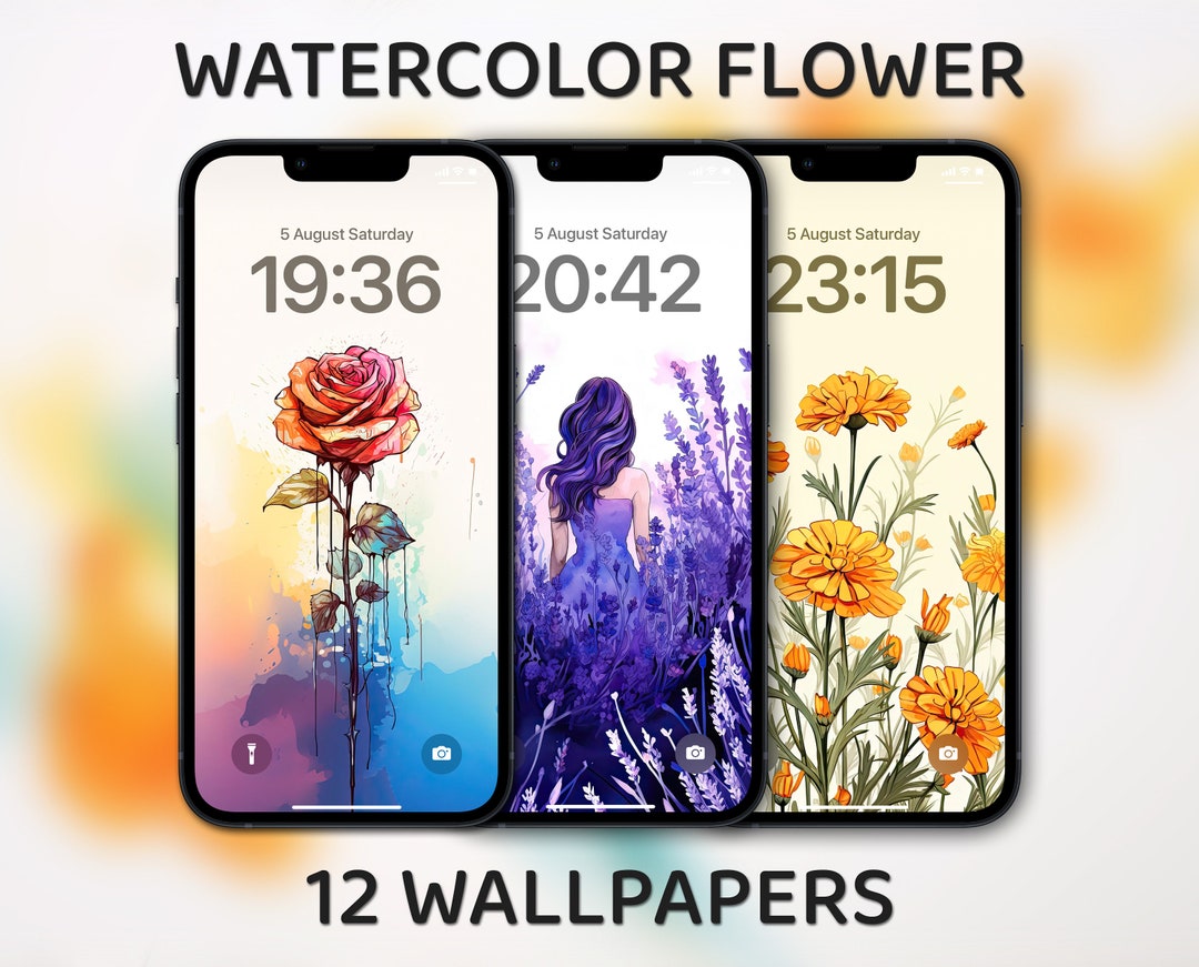 Watercolor Flower Wallpapers Iphone Lock Screen Floral - Etsy