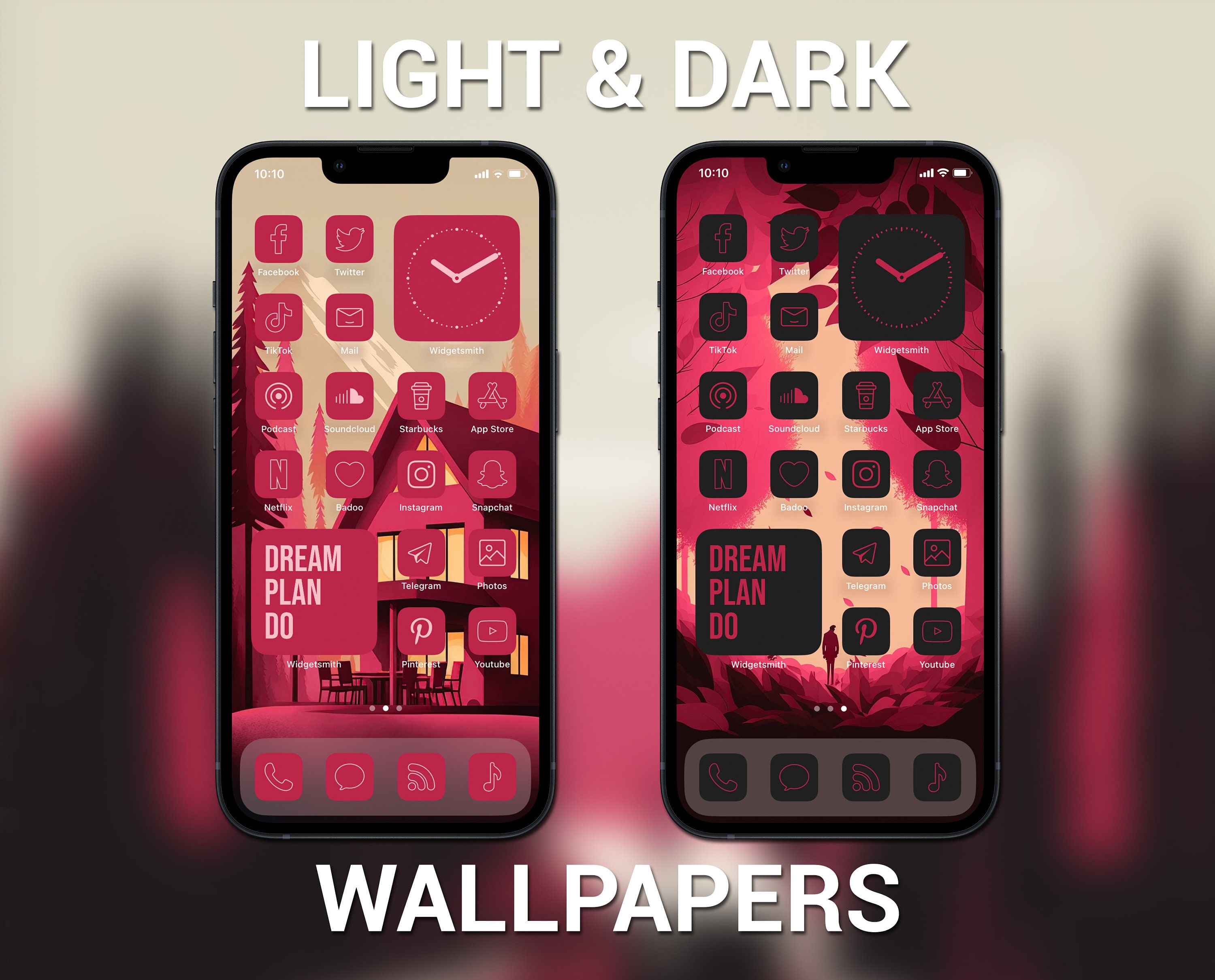 Viva Magenta App Icons Iphone Theme Pack Aesthetic App - Etsy