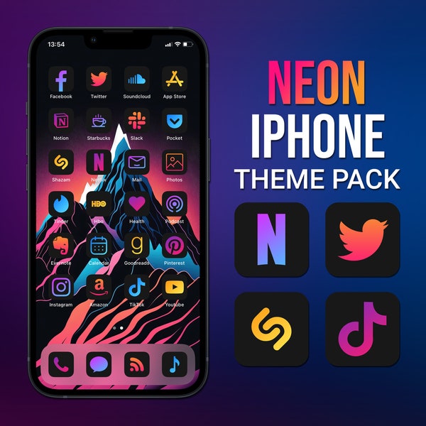 Neon Blue App Icons - Etsy