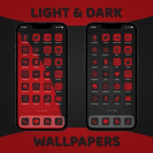 Red and Black App Icons Iphone Theme Pack Aesthetic Red App - Etsy