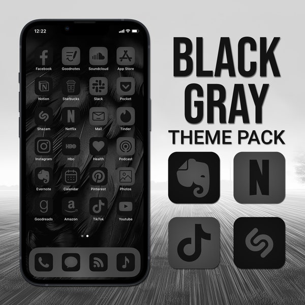 Grey and Black App Icons - Etsy