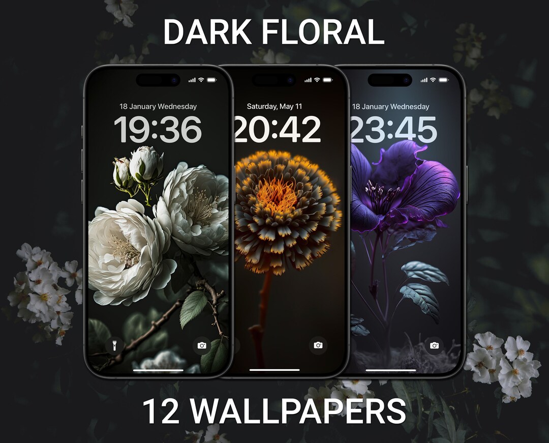 Dark Floral Wallpapers, iPhone Lock Screen, Flower Wallpaper, Dark ...