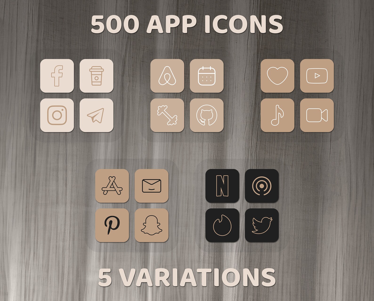 App Icons Beige, iPhone Theme Pack, Neutral Aesthetic, Boho Art Covers ...