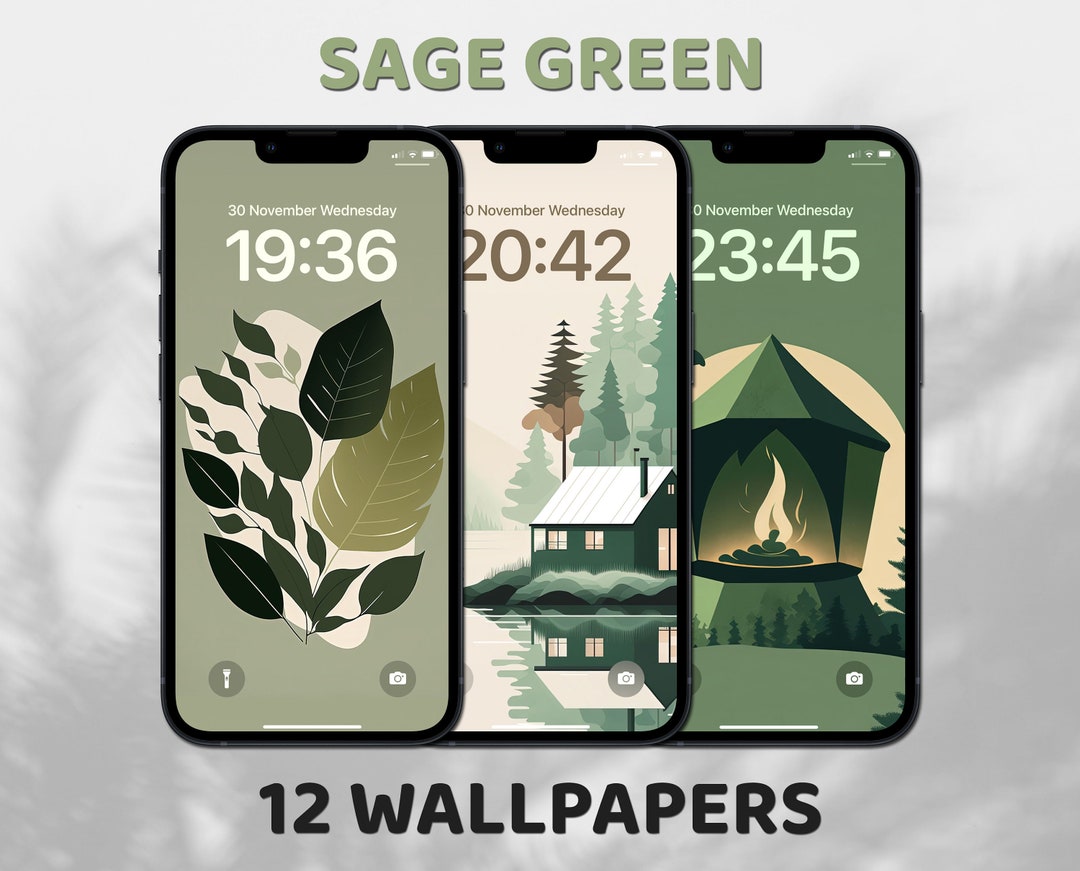 Sage Green Wallpapers iPhone Lock Screen Ios 16 Wallpaper - Etsy