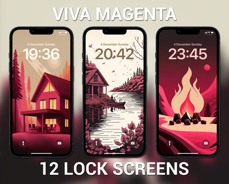 Viva Magenta App Icons Iphone Theme Pack Aesthetic App - Etsy