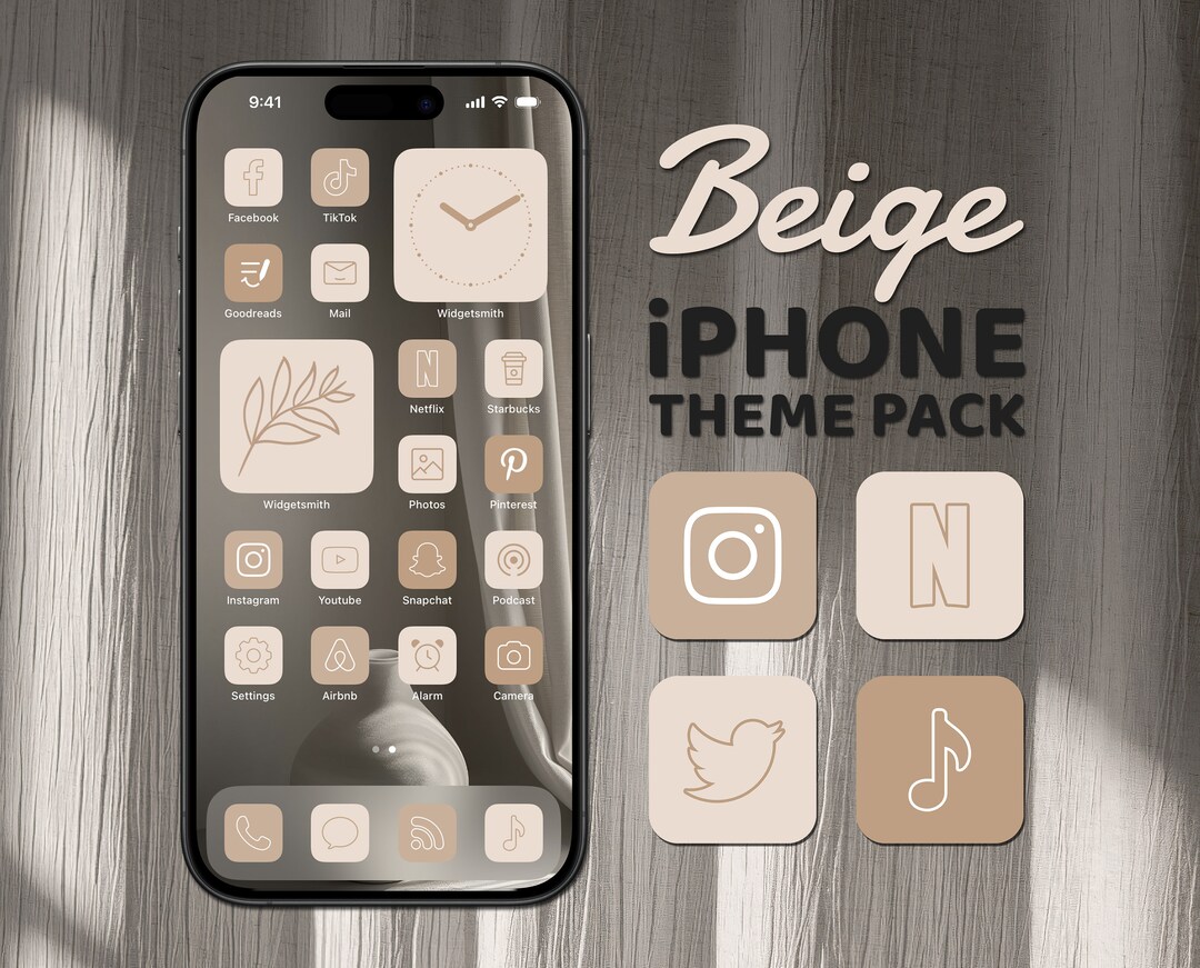 App Icons Beige, iPhone Theme Pack, Neutral Aesthetic, Boho Art Covers ...