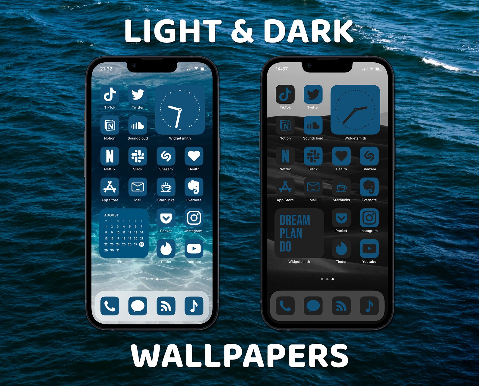 App Icons Blue Ocean Blue Iphone Theme Pack Aesthetic App - Etsy