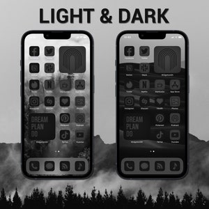 Black and Gray App Icons iPhone Theme Pack Aesthetic App - Etsy