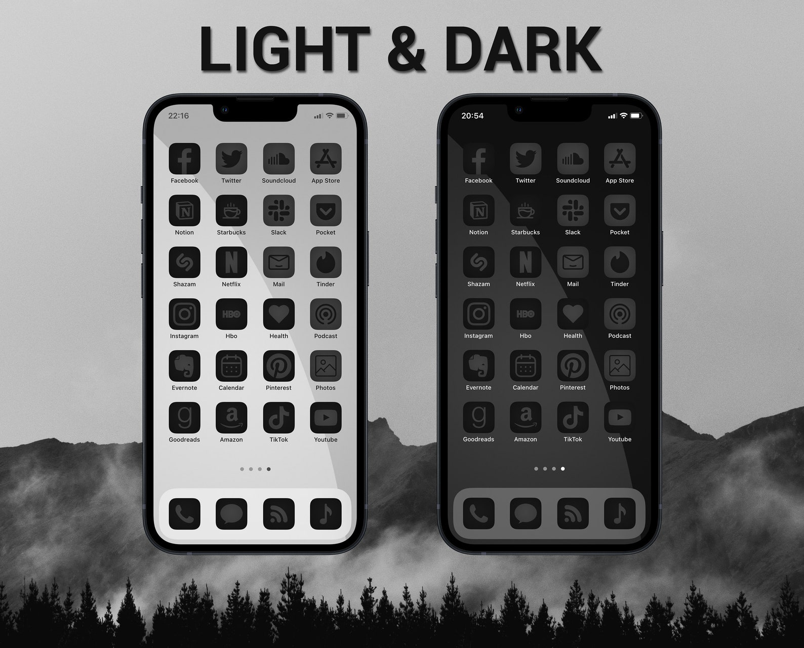 Black and Gray App Icons Iphone Theme Pack Aesthetic App - Etsy
