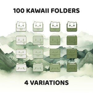 Sage Green Desktop Icons, Kawaii Folder Icons, Pastel Colors, Nature ...