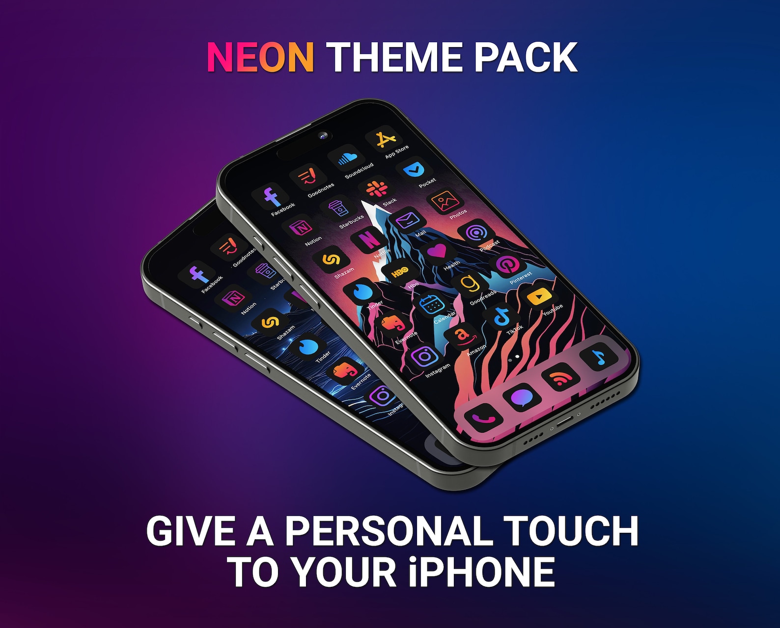 App Icons Neon, iPhone Theme Pack, Aesthetic Neon Art Covers, Ios ...