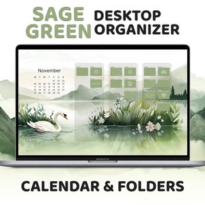 Sage Green Desktop Wallpaper, Natural Aesthetic, 2024 2025 Calendar ...
