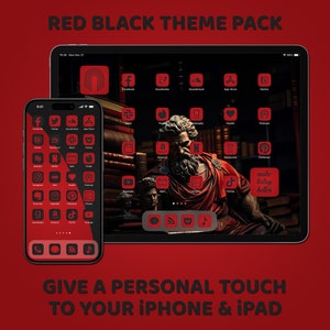 Red App Icon Pack, Red and Black Aesthetic, Art Covers, Widget Quotes ...