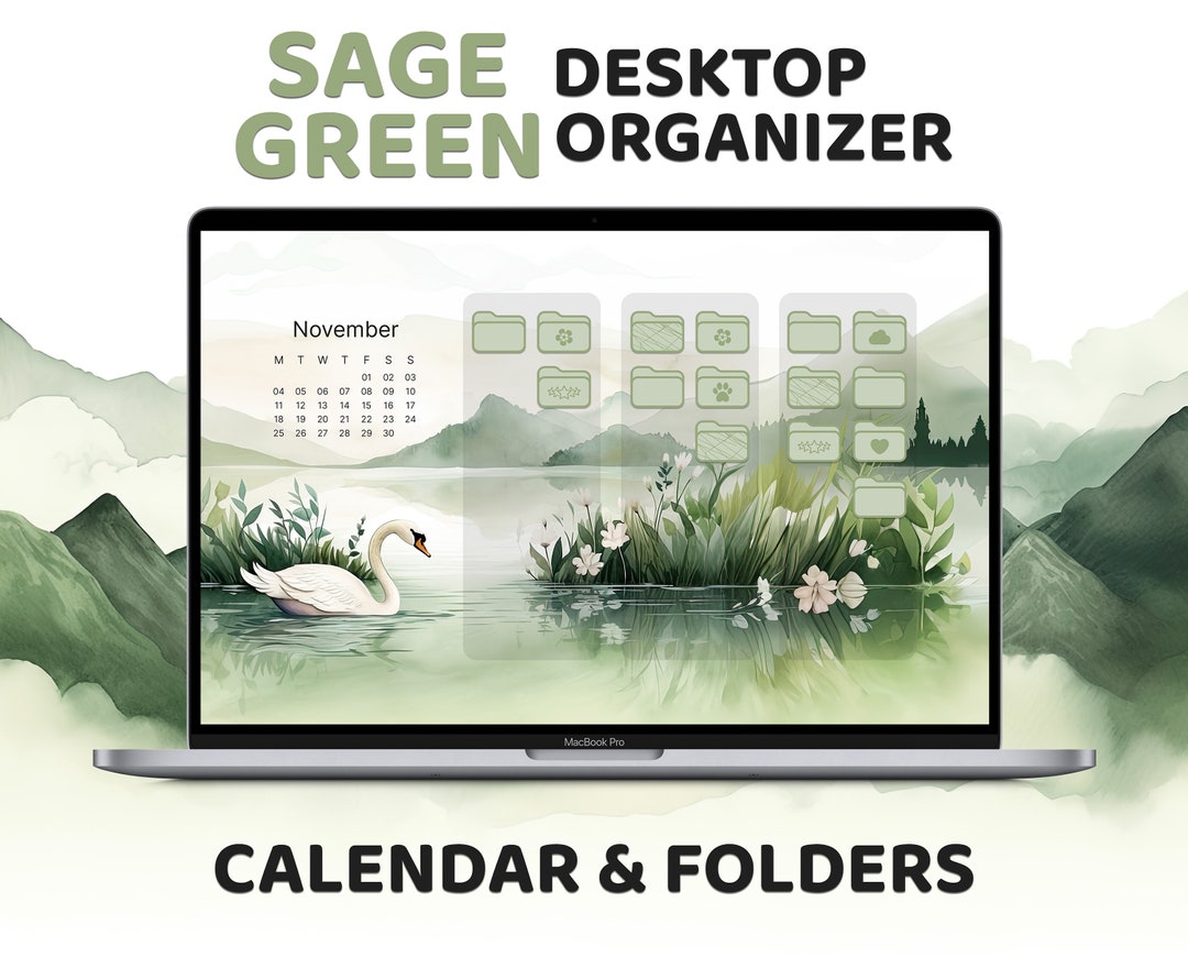 Sage Green Desktop Wallpaper, Natural Aesthetic, 2024 - 2025 Calendar ...