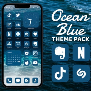 App Icons Blue Ocean Blue Iphone Theme Pack Aesthetic App - Etsy
