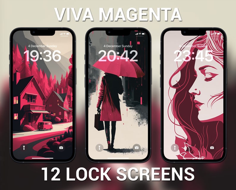 Viva Magenta App Icons Iphone Theme Pack Aesthetic App - Etsy