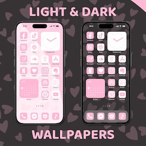Pink App Icons, iPhone Theme Pack, Aesthetic Pink Rose Icons, Art ...