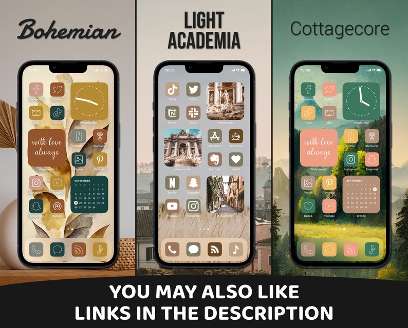 App Icons Beige Iphone Theme Pack Neutral Aesthetic Boho - Etsy