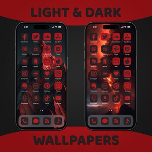 Red and Black App Icons, iPhone Theme Pack, Aesthetic Red App Icons ...