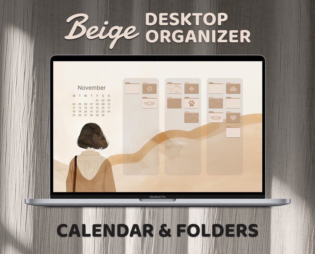 Beige Desktop Organizer, 2024 2025 Calendar, Desktop Wallpaper, Neutral ...