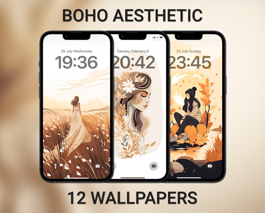 Boho Wallpapers, iPhone Lock Screen, Neutral Aesthetic, Boho Art, Brown ...
