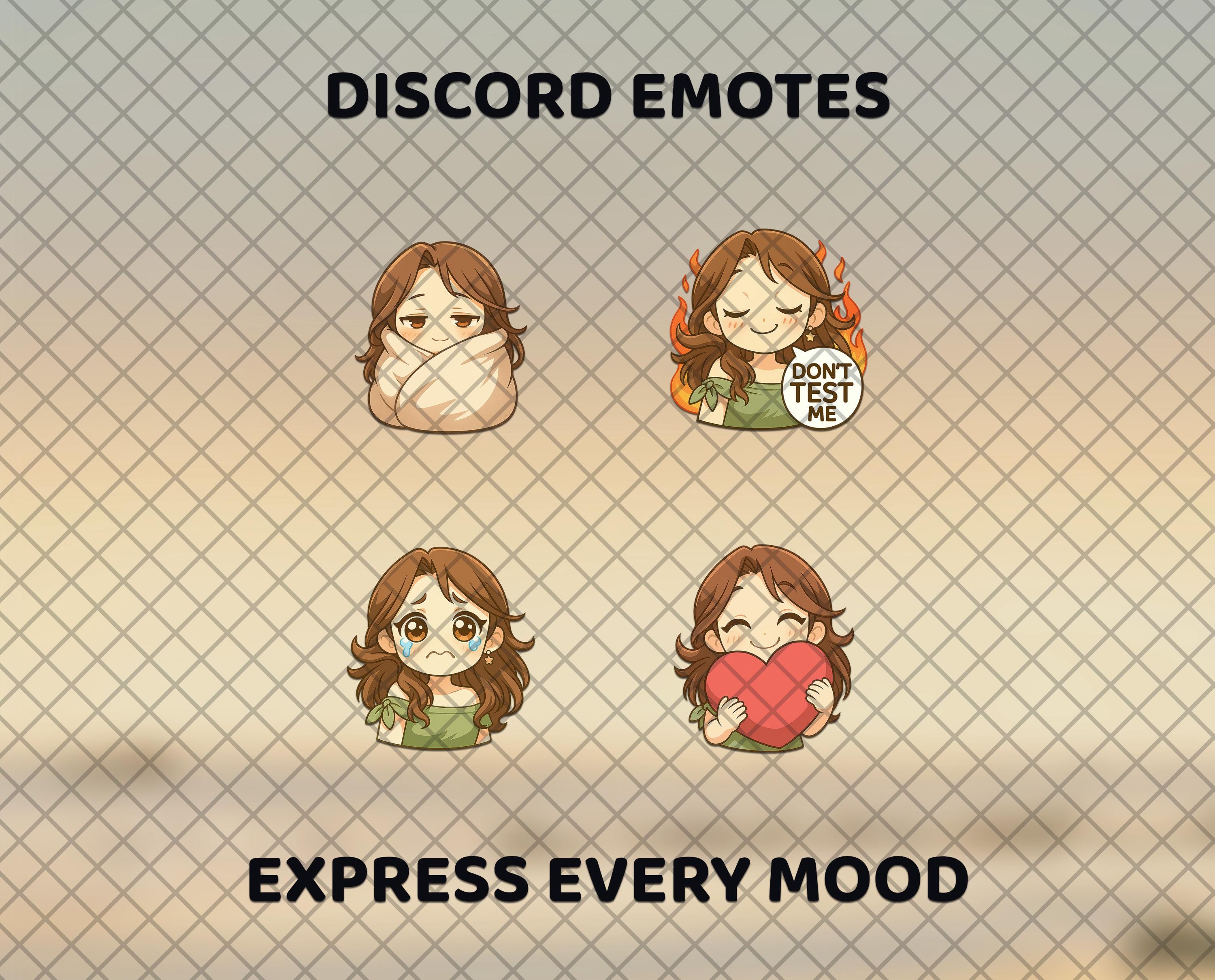 50 Brown Hair Girl Emotes, Cute Twitch & Discord Sticker Pack, Chibi ...