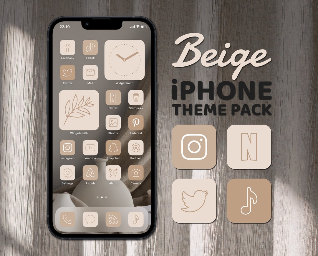 App Icons Beige iPhone Theme Pack Neutral Aesthetic Boho - Etsy