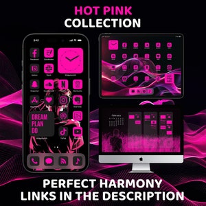 Girly Hot Pink Desktop Bundle, Calendar 2025, Hot Pink Desktop Folder ...