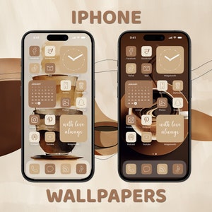 Coffee Art, Brown and Beige App Icon Pack, Neutral Aesthetic, Art ...