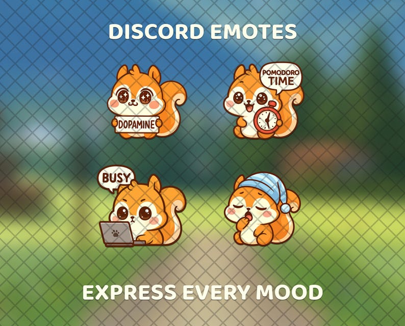 50 ADHD Emotes, Squirrel Sticker Pack, Kawaii Stream Assets, Twitch ...