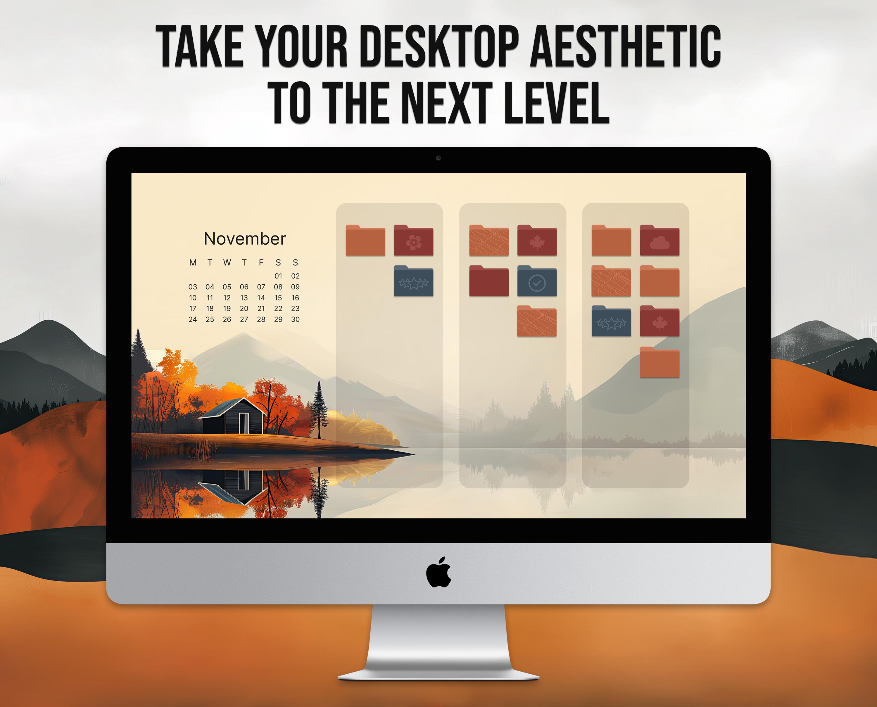 Autumn Desktop Organizer, 2025 - 2026 Calendar, Desktop Wallpaper, Fall ...