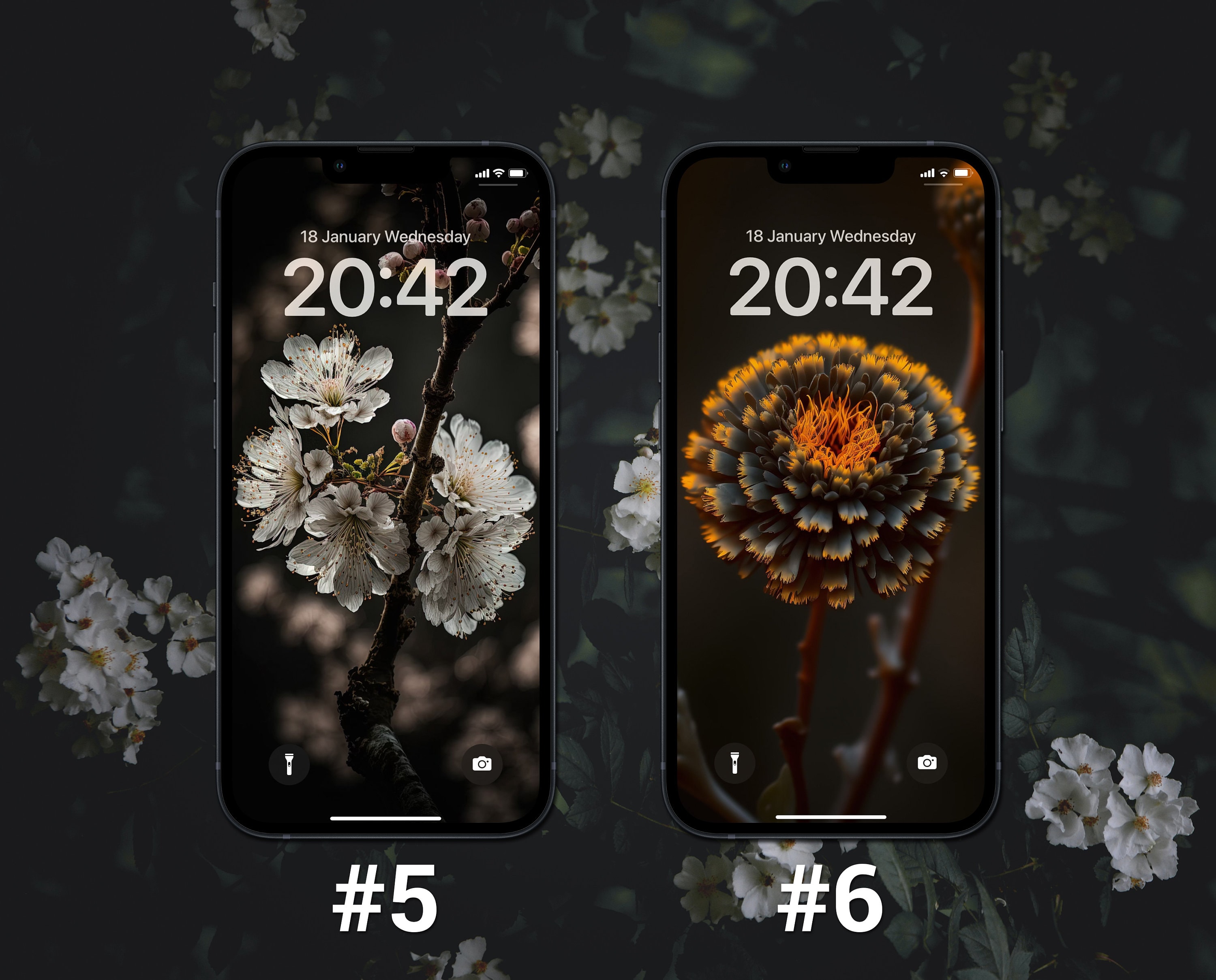 Dark Floral Wallpapers Iphone Lock Screen Ios 16 Wallpaper - Etsy