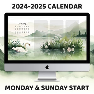Sage Green Desktop Wallpaper, Natural Aesthetic, 2024 - 2025 Calendar ...