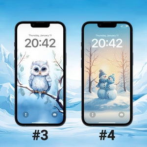 Winter Wallpapers, iPhone Lock Screen, Watercolor Art, Pastel Blue ...
