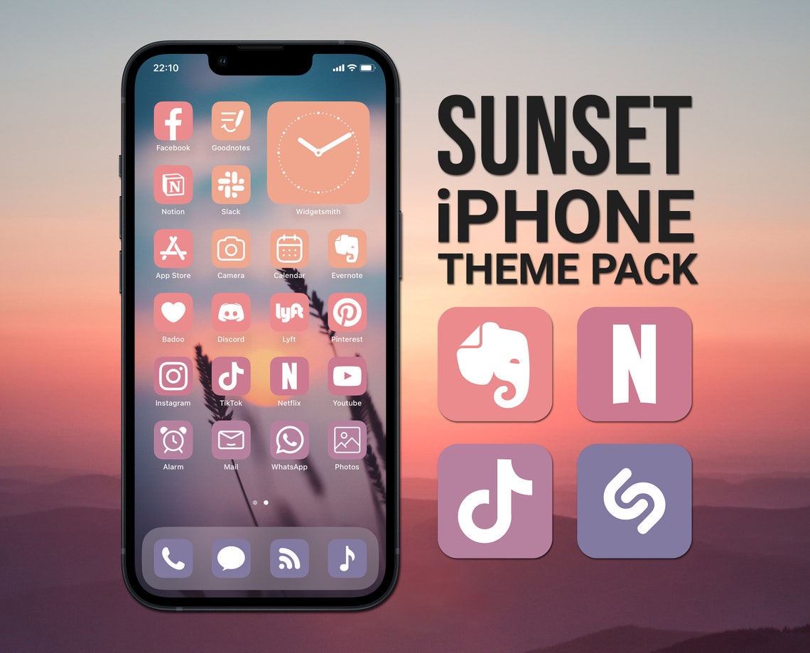 Rose Gold App Icons, iPhone Theme Pack, Rose Gold and Purple Aesthetic ...