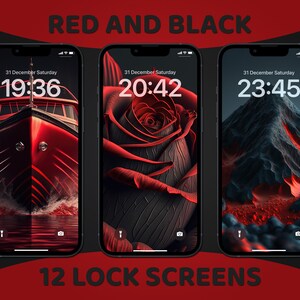 Red and Black App Icons, iPhone Theme Pack, Aesthetic Red App Icons ...