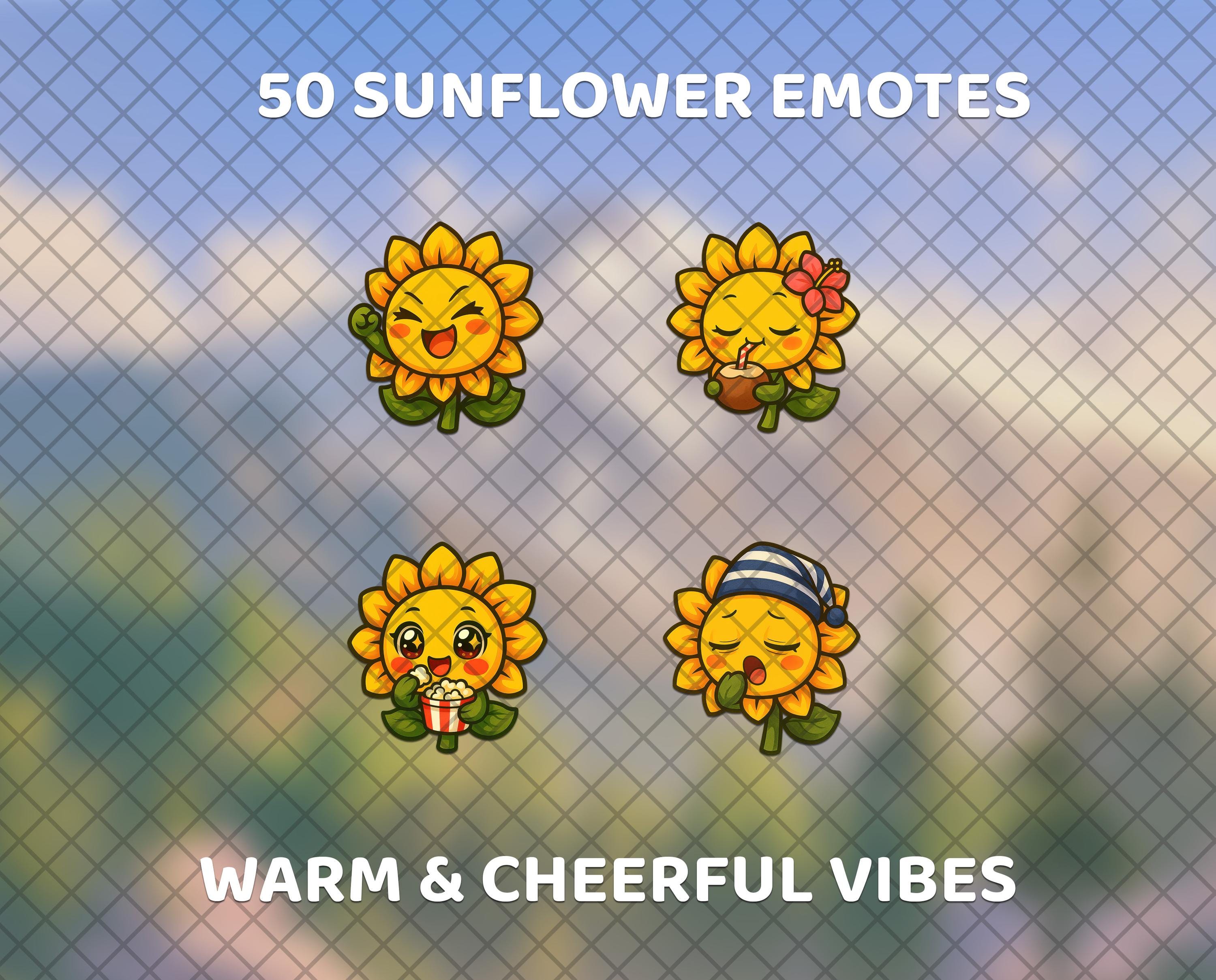 50 Sunflower Twitch Emotes Bundle, Flower Reactions for Streamers ...
