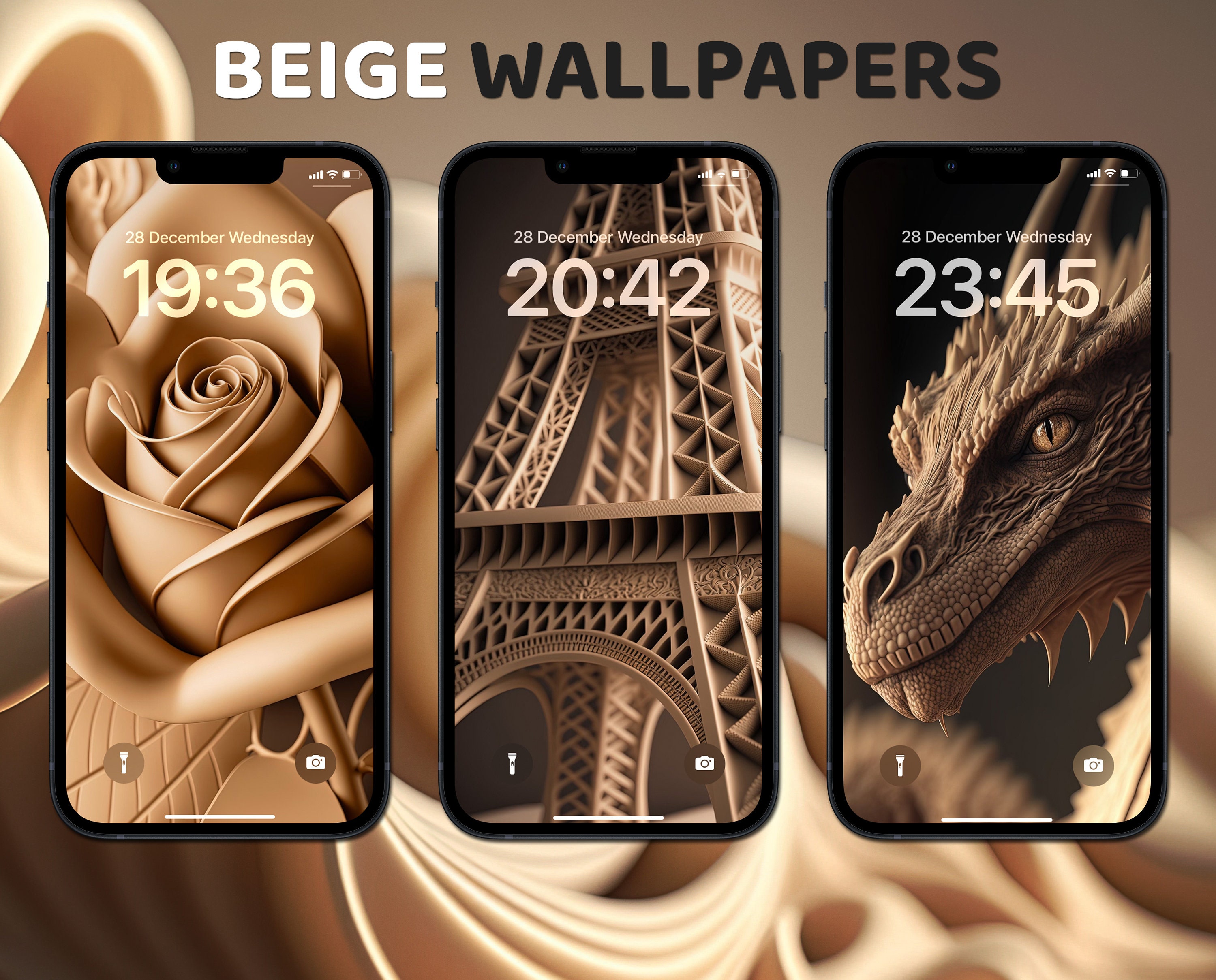 Beige Wallpapers Iphone Lock Screen Ios 16 Wallpaper - Etsy