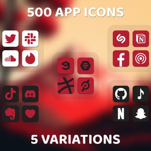 App Icons Red Passion iPhone Theme Pack Art and Widget - Etsy