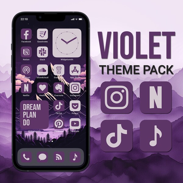 Purple App Icons - Etsy