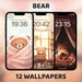 Bear Wallpapers iPhone Lock Screen Kawaii Art Pink and - Etsy