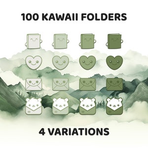 Sage Green Desktop Icons, Kawaii Folder Icons, Pastel Colors, Nature ...