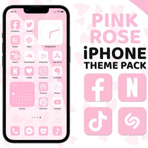 Pink App Icons Iphone Theme Pack Aesthetic Pink Rose Icons - Etsy