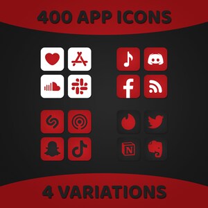 Red and Black App Icons Iphone Theme Pack Aesthetic Red App - Etsy