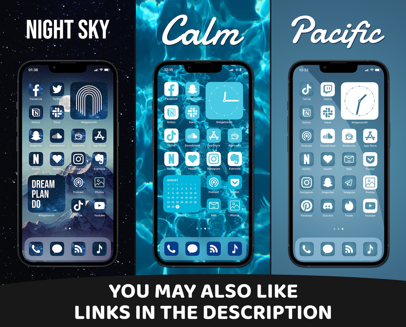 App Icons Blue Ocean Blue Iphone Theme Pack Aesthetic App - Etsy